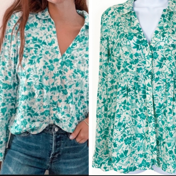 Anthropologie | Tops | Anthropologie Maeve Islet Floral Button Up ...